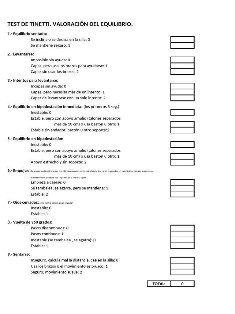 Test de Tinetti | PDF