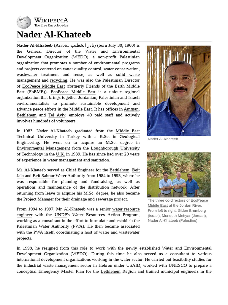 Nader_Al-Khateeb | PDF | Natural Environment | Water And Politics