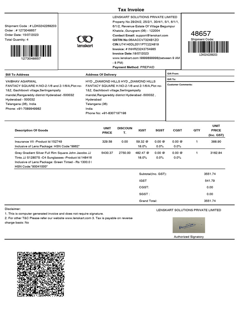 Glass2 Invoice 1273048657 | PDF | Invoice | Government