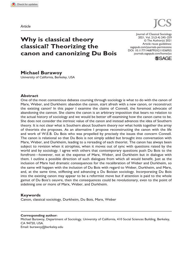 Why Is Classical Sociology Classical - Connell | PDF | Sociology | W. E ...