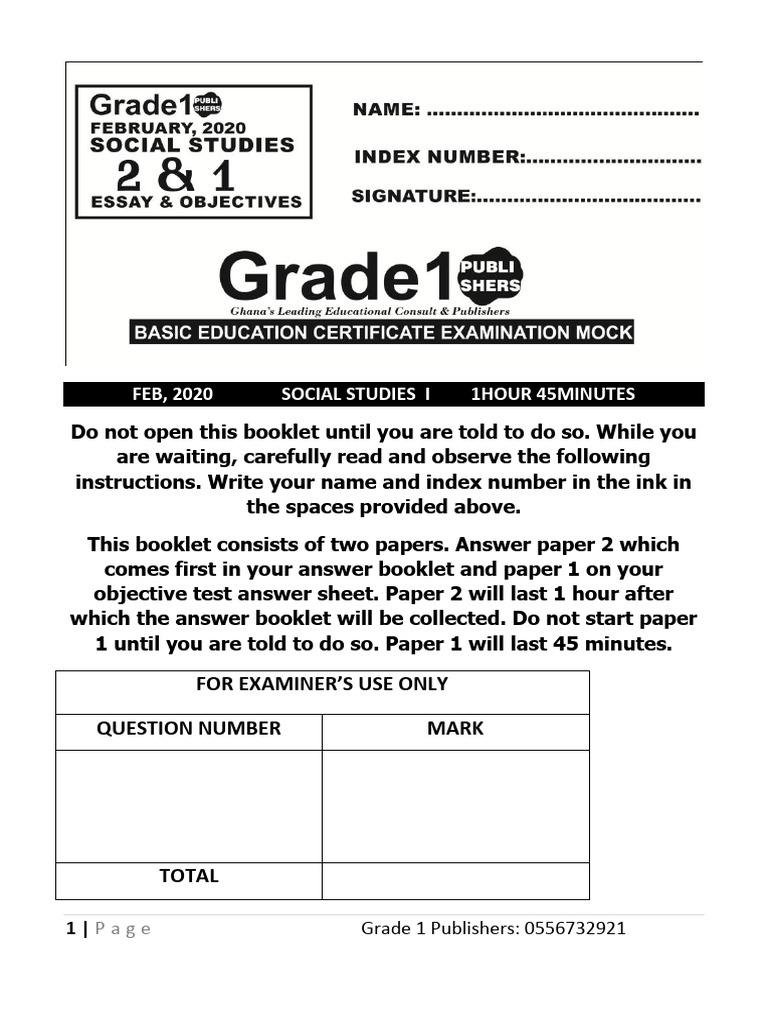 Grade 1 Feb Mock Social Studies | PDF | Cost Of Living