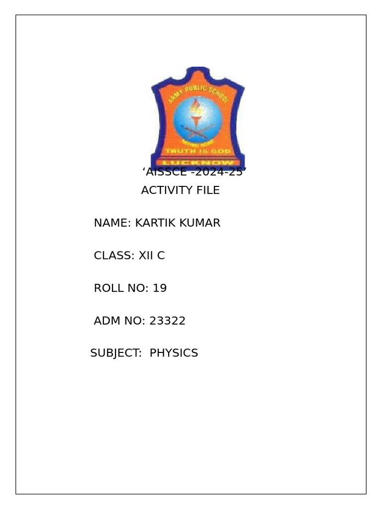 Format for Practical & Activity File | PDF