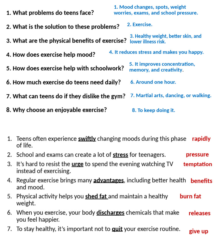 Teen Exercise Benefits and Solutions | PDF