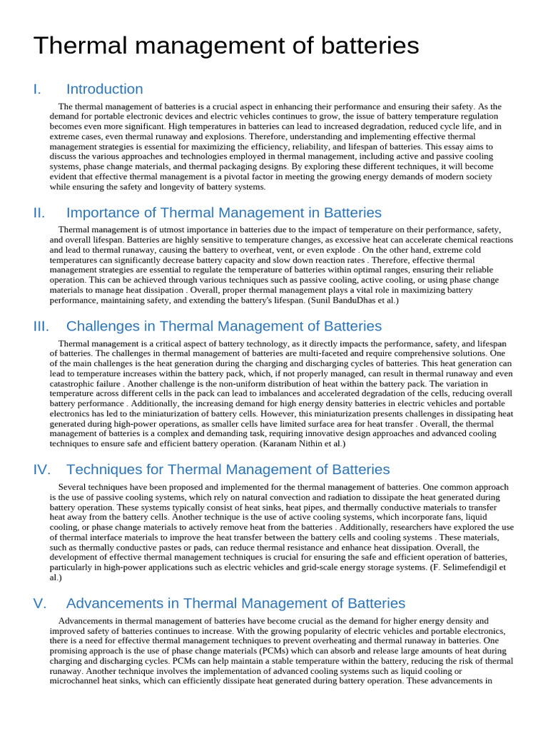 Thermal Management of Batteries | PDF | Heat Transfer | Heat