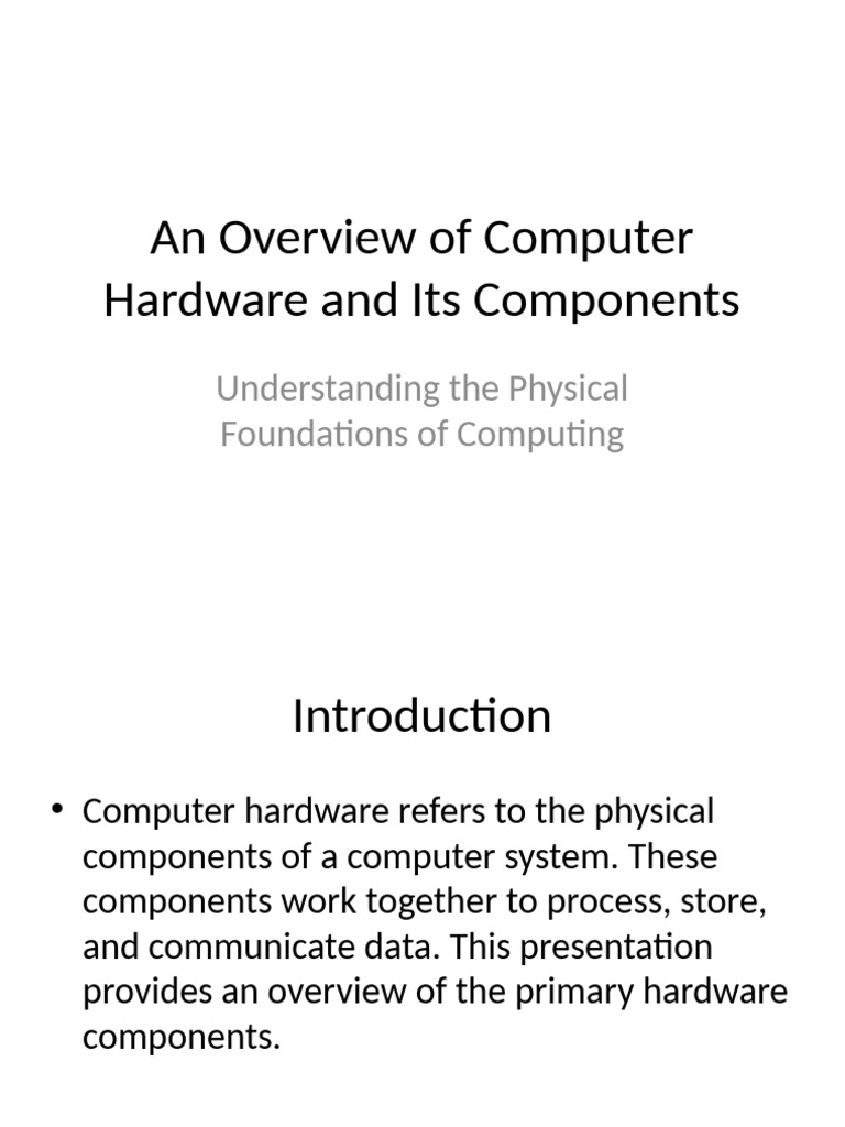 Computer Hardware Components Overview | PDF | Random Access Memory ...