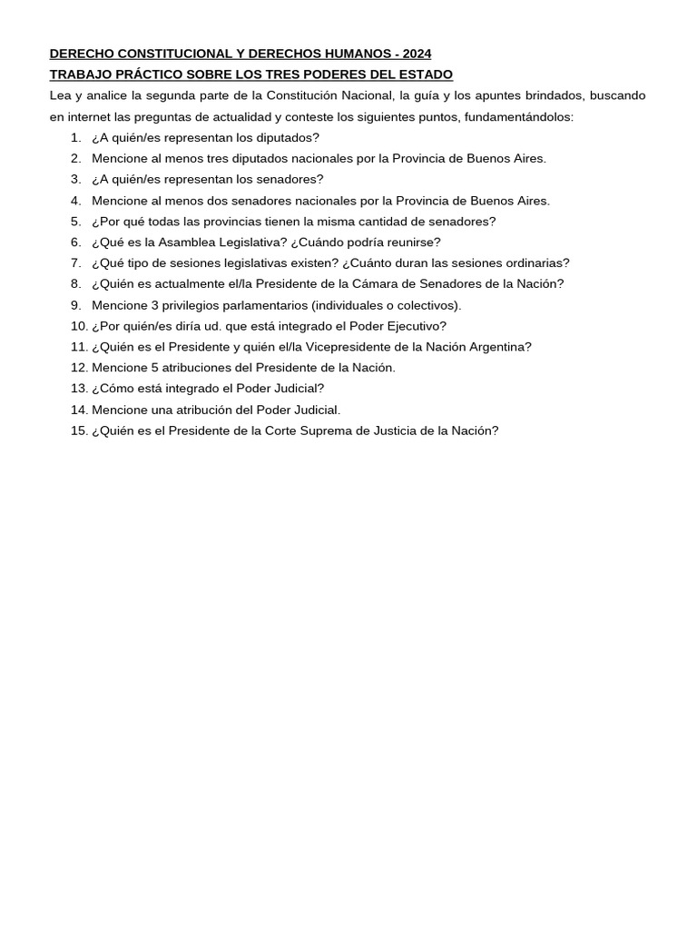 Tres Poderes del Estado en Argentina 2024 | PDF