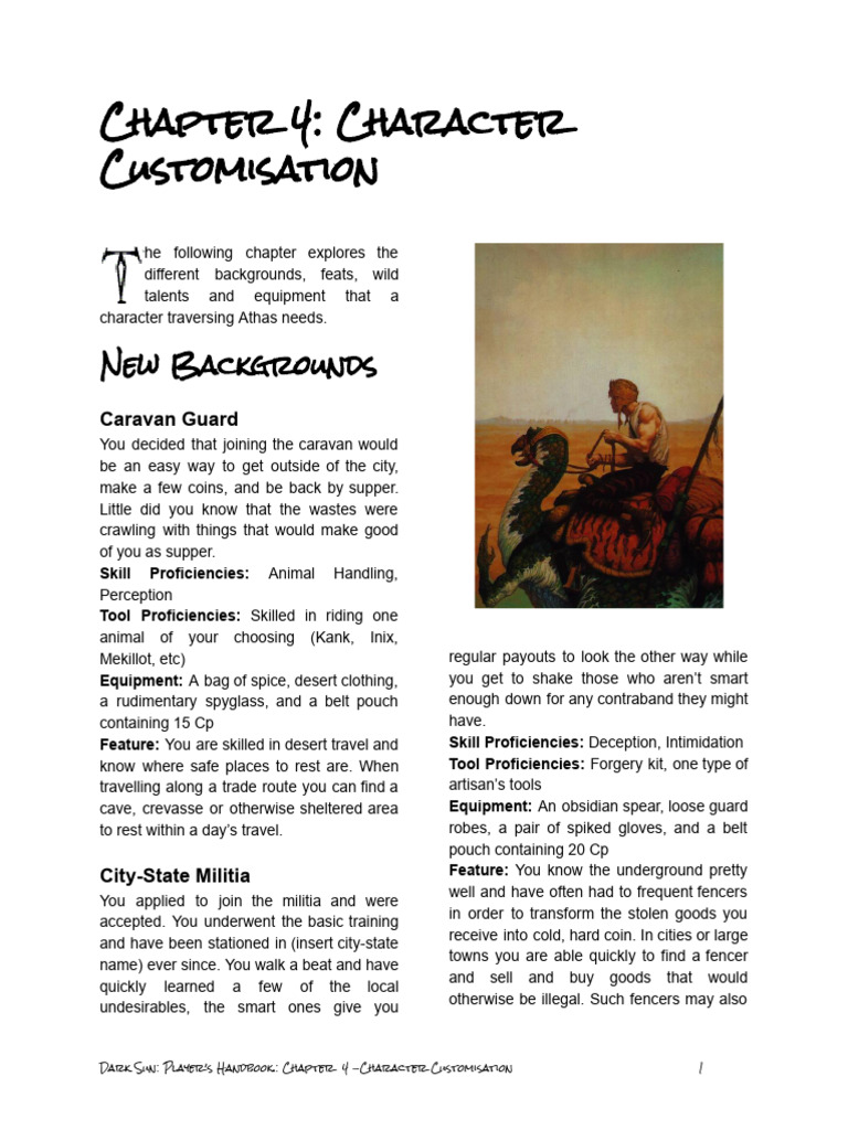 Chapter 4- Character Customisation and Equipment | PDF