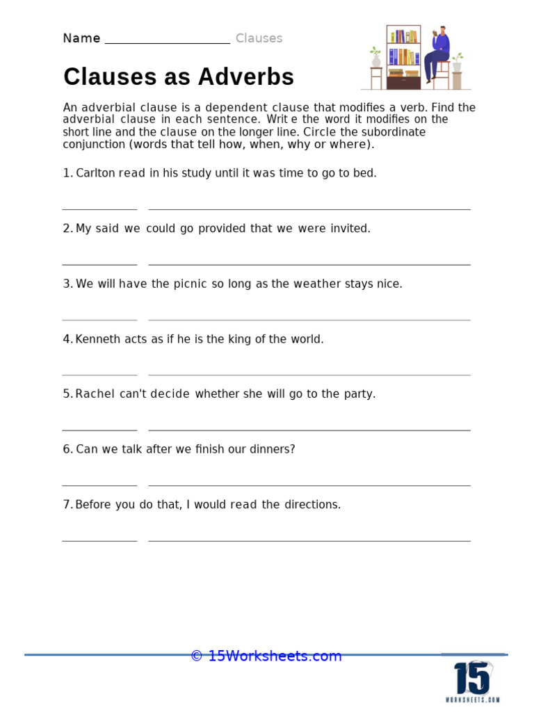 Adverbial Clause Worksheets | PDF