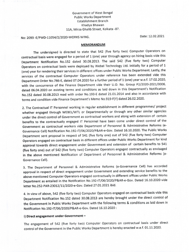 Memorandum of Computer Operator | PDF