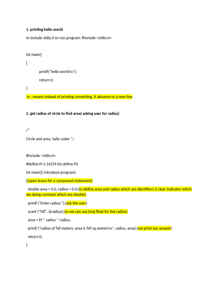 C Program Learning (AutoRecovered) | PDF