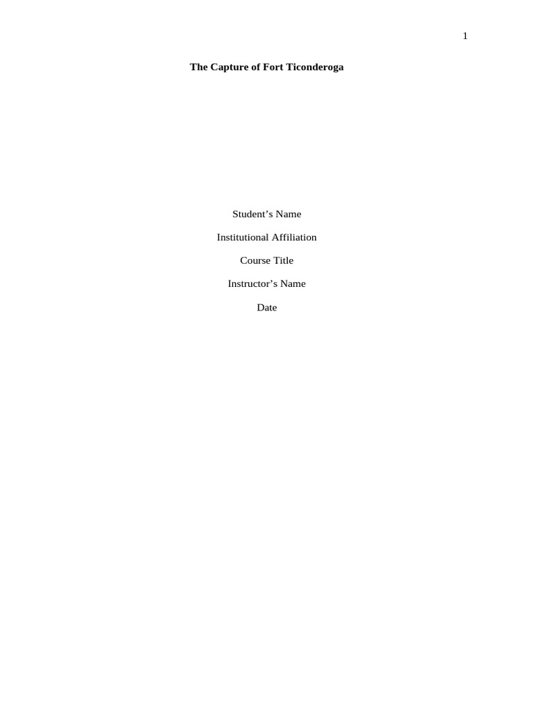 The Capture of Fort Ticonderoga | PDF | American Revolutionary War ...