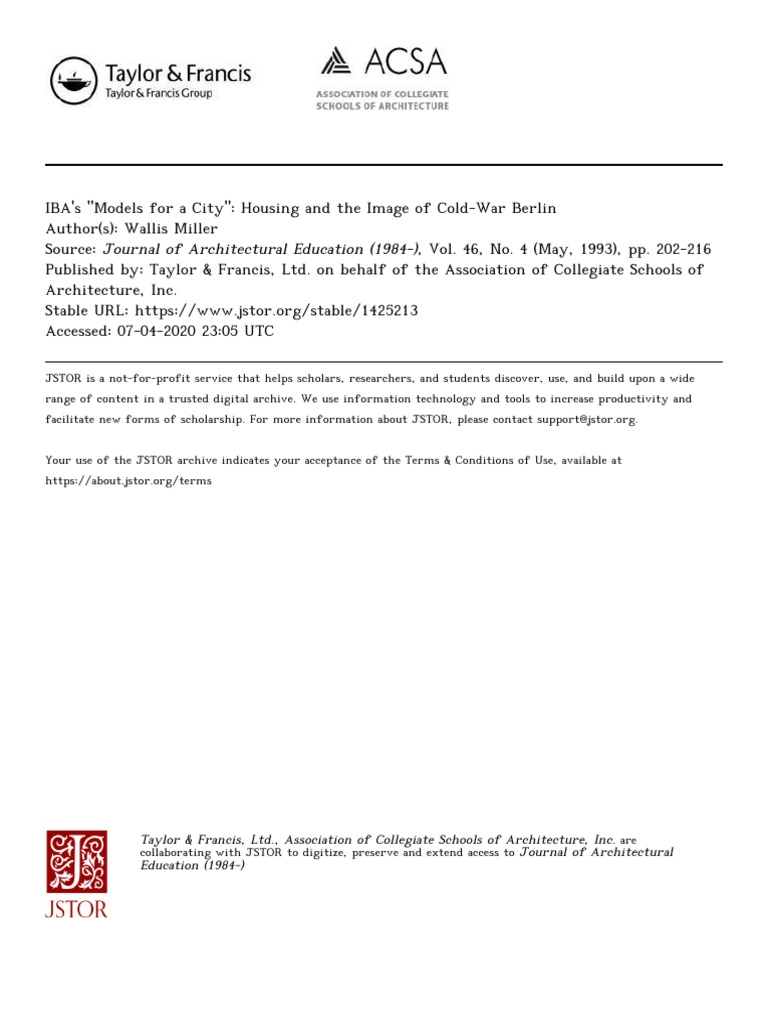 IBA's Models For A City - Housing and The Image of Cold-War Berlin ...