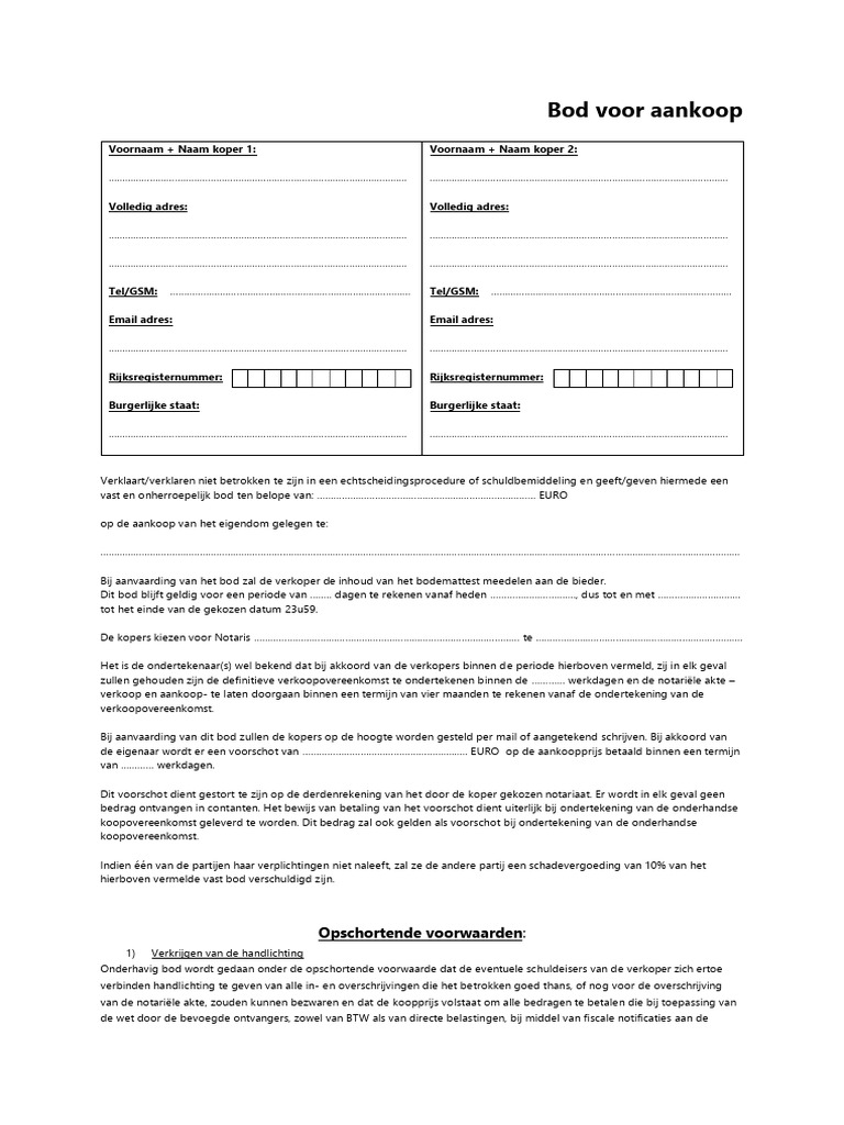 Voorbeeld Contract-Bod-Aankoop | PDF
