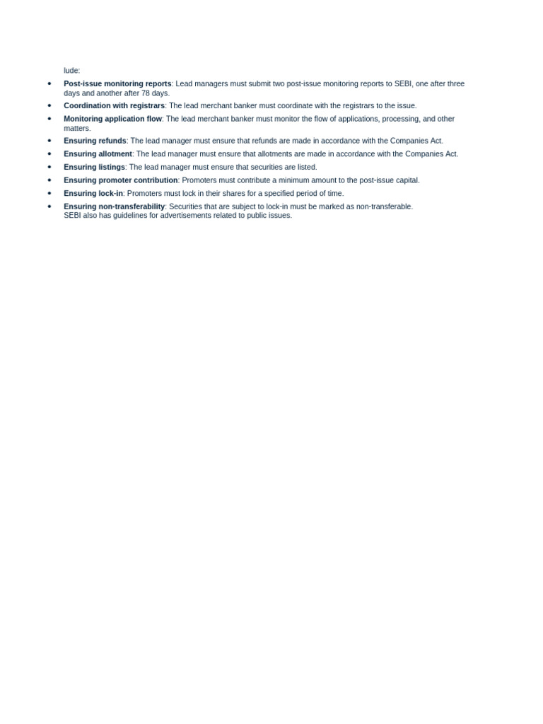 SEBI Guidelines for Post-Issue Management | PDF