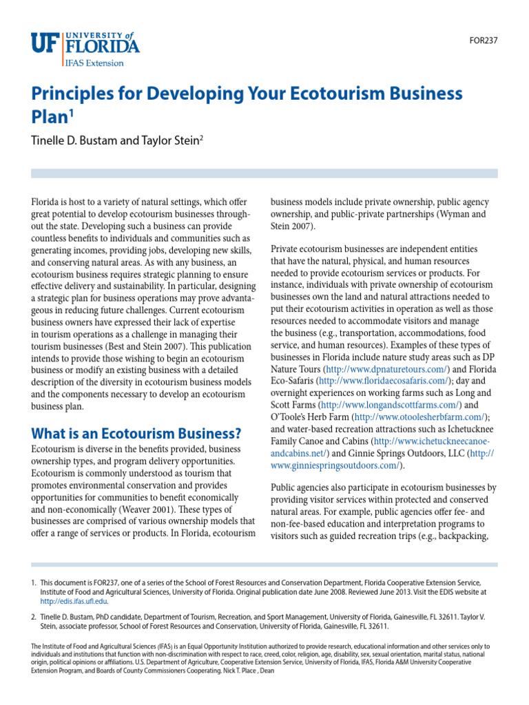 Principles For Developing Your Ecotourism Business | PDF | Marketing ...