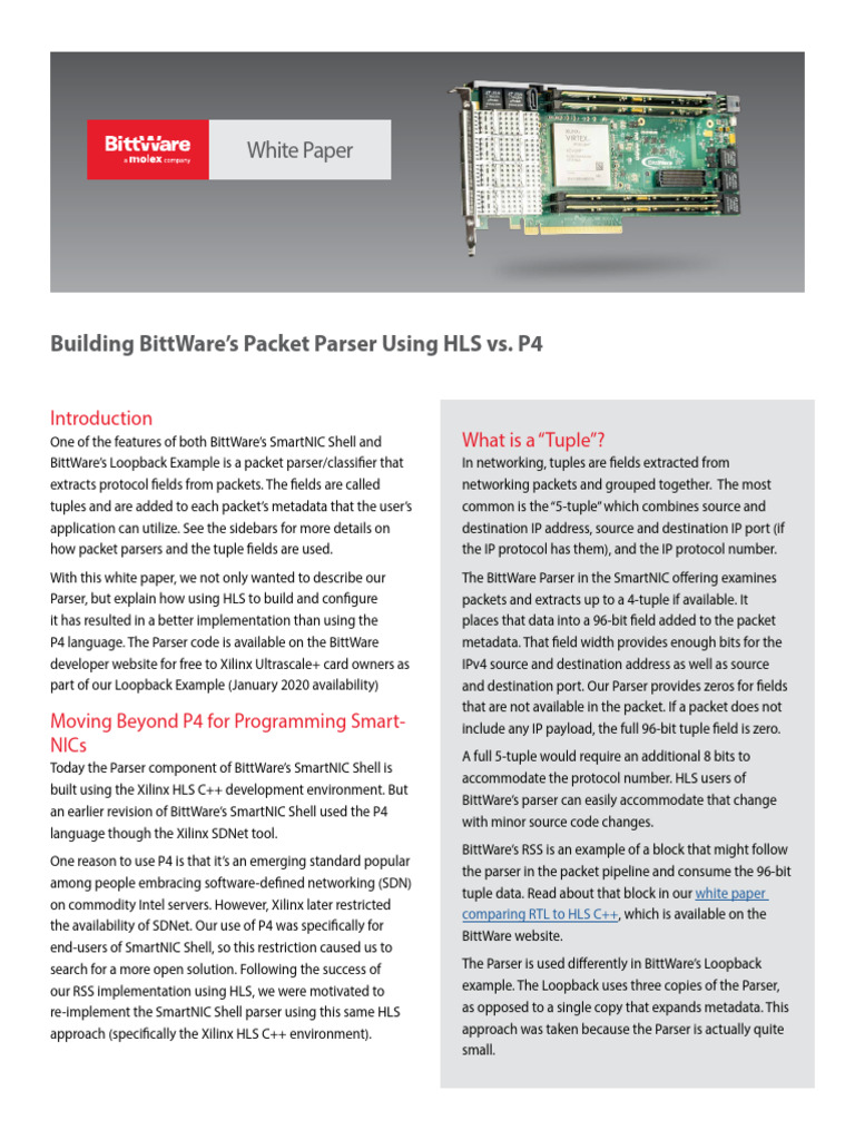 Bittware White Paper Parser 1 Pdf Internet Protocols Field Programmable Gate Array