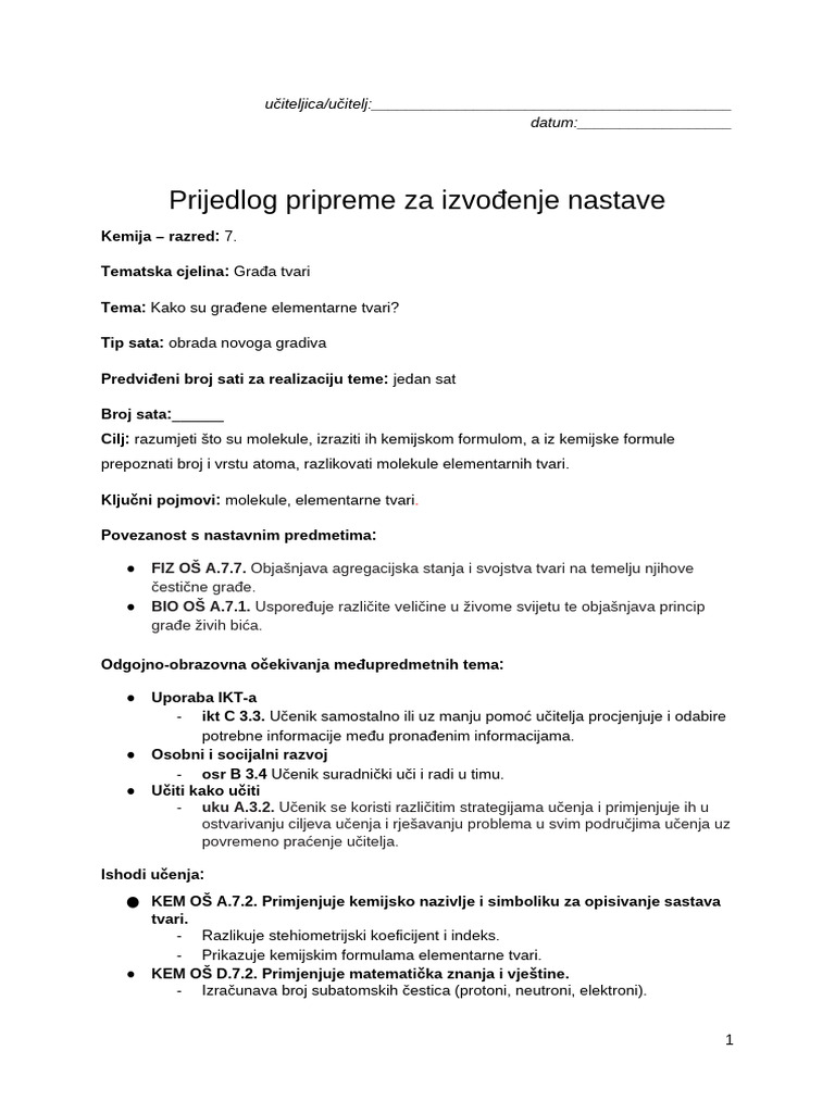 Priprema - 3.5. Kako Su Građene Elementarne Tvari | PDF