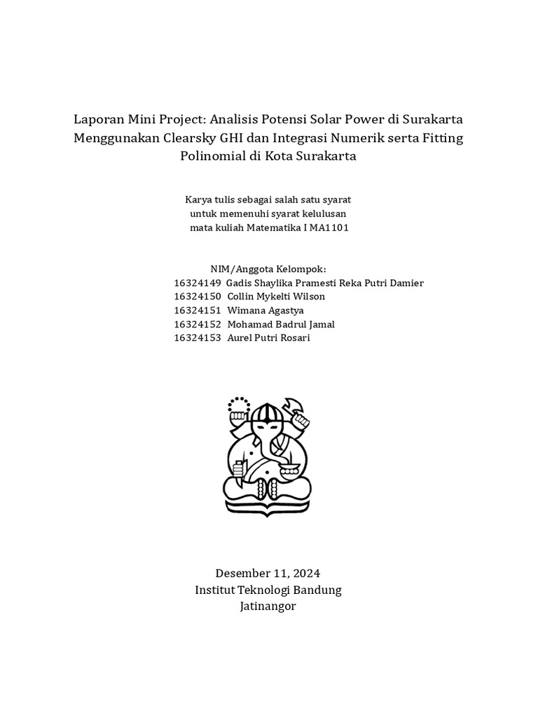 Laporan Mini Project: Analisis Potensi Solar Power Di Surakarta Menggunakan Clearsky GHI Dan ...