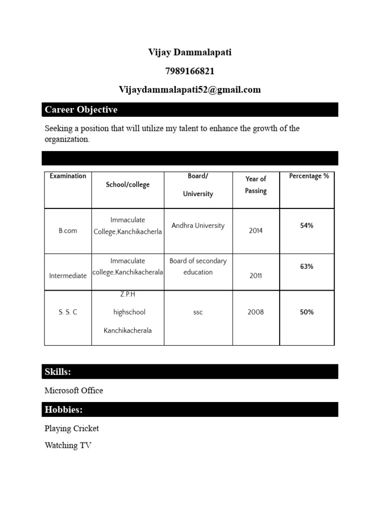 Vijay Dammalapati Resume | PDF