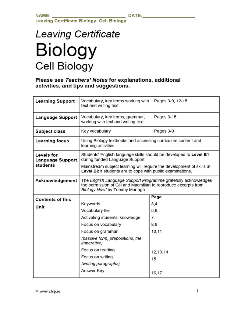Biology Topic - Cell Biology | PDF | Cell (Biology) | Ribosome