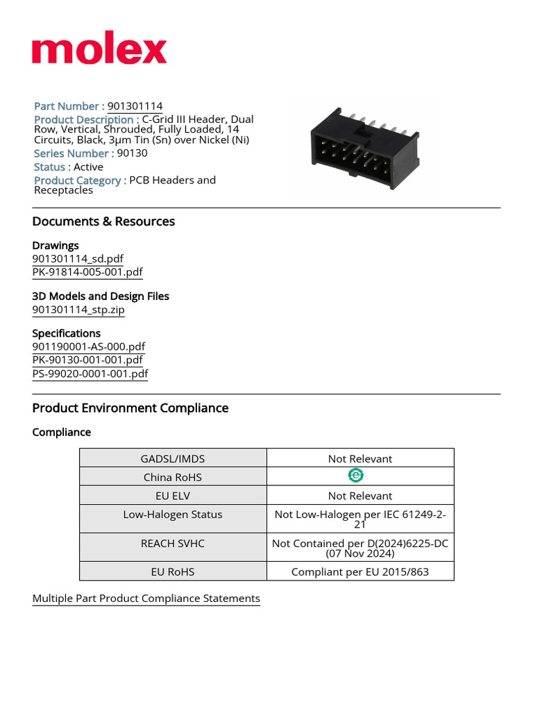 30) 90130-1114 Datasheet (901301114) | PDF | Printed Circuit Board ...