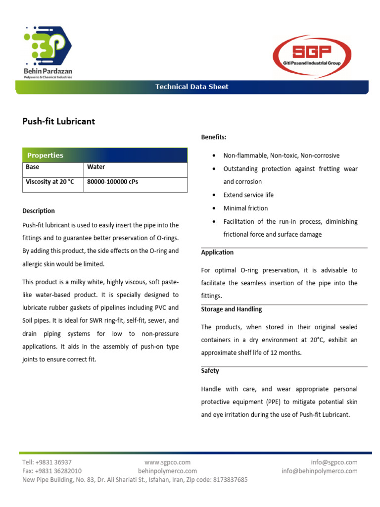Push-fit-Lubricant | PDF | Pipe (Fluid Conveyance) | Lubricant