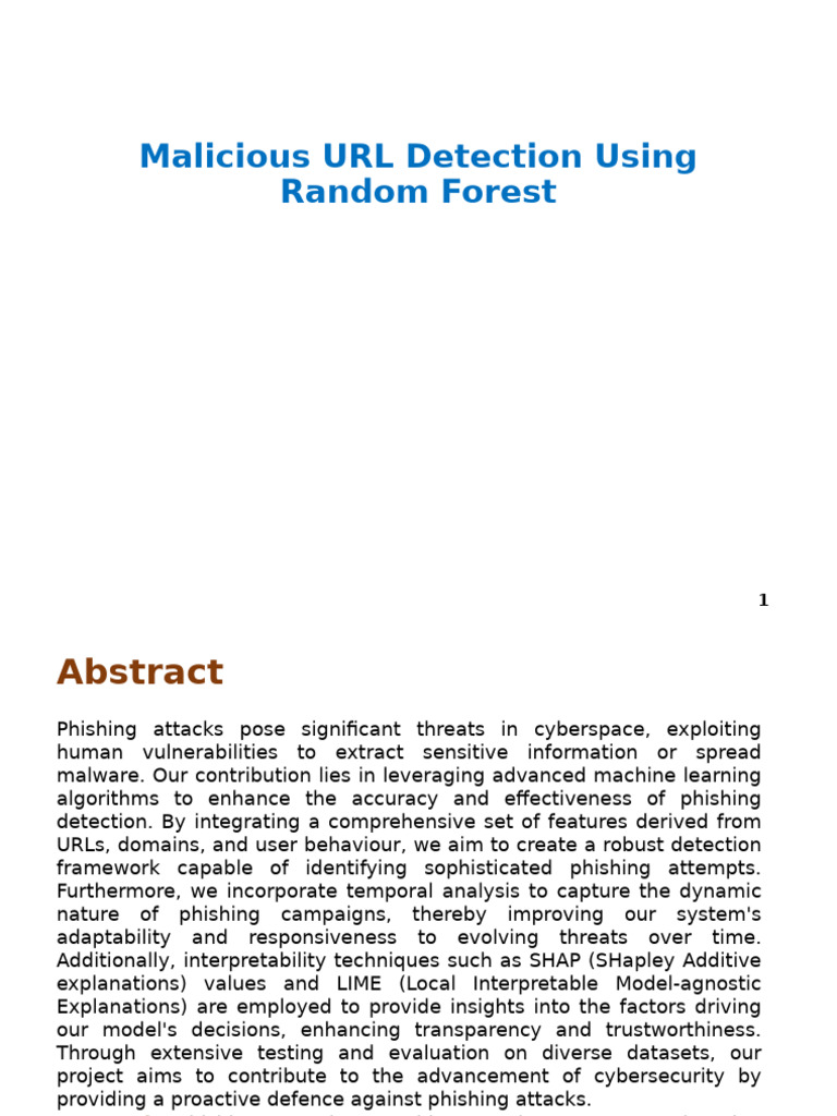 Malicious URL Detection Using Random Forest | PDF | Computer Security | Security