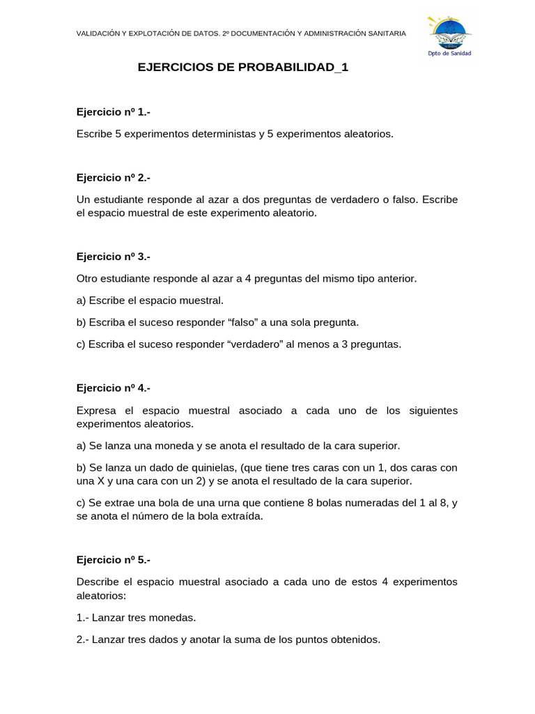 1. Ejercicios Probabilidad Ud 2_1 Resumidos | PDF | Probabilidad | Teoría de probabilidad