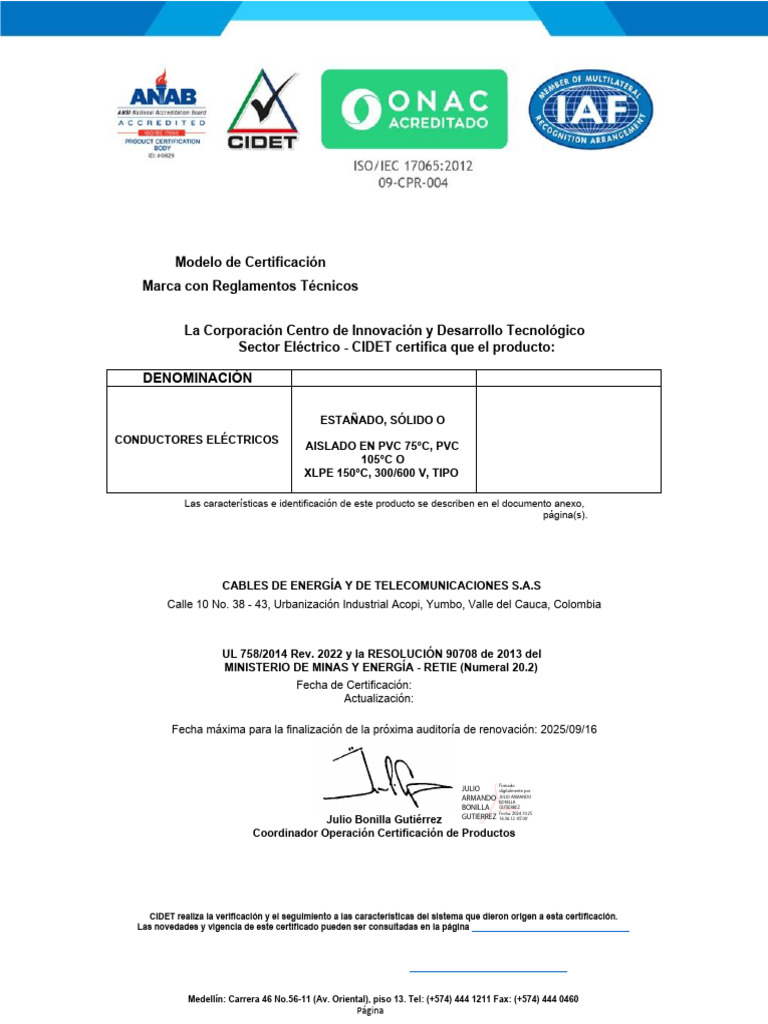 Certificado 02703 - Flexiplus - Awm - Ul 758 | PDF | Ciencias fisicas | Materiales