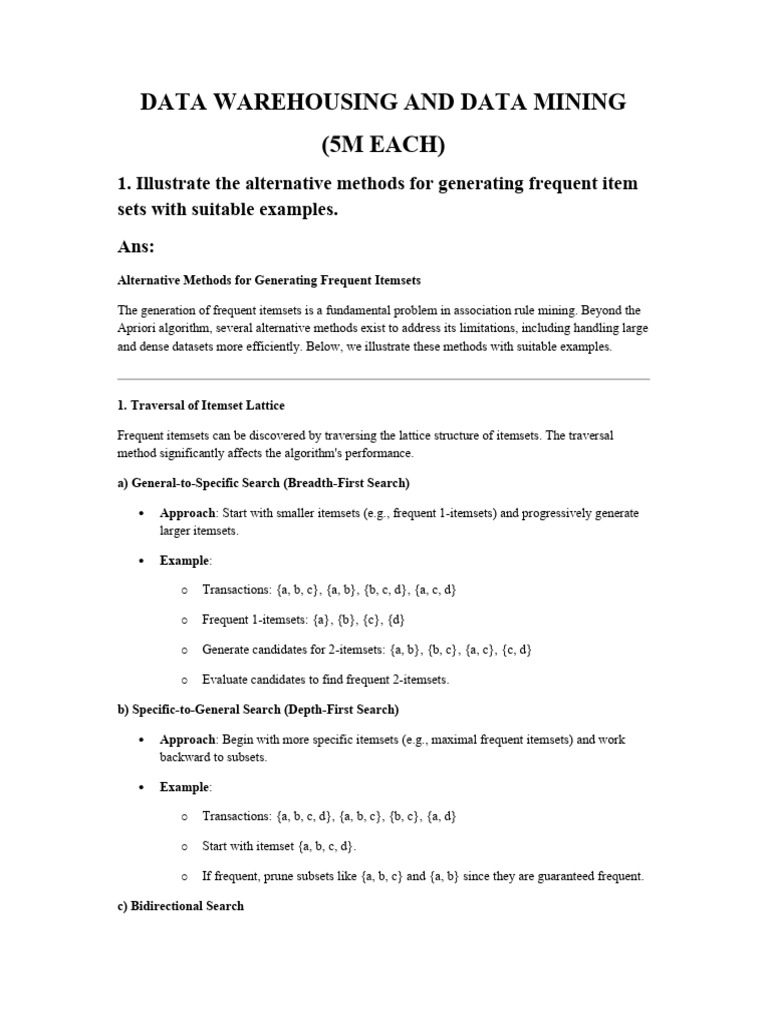 Dwdm Answer | PDF | Cluster Analysis | Statistical Classification