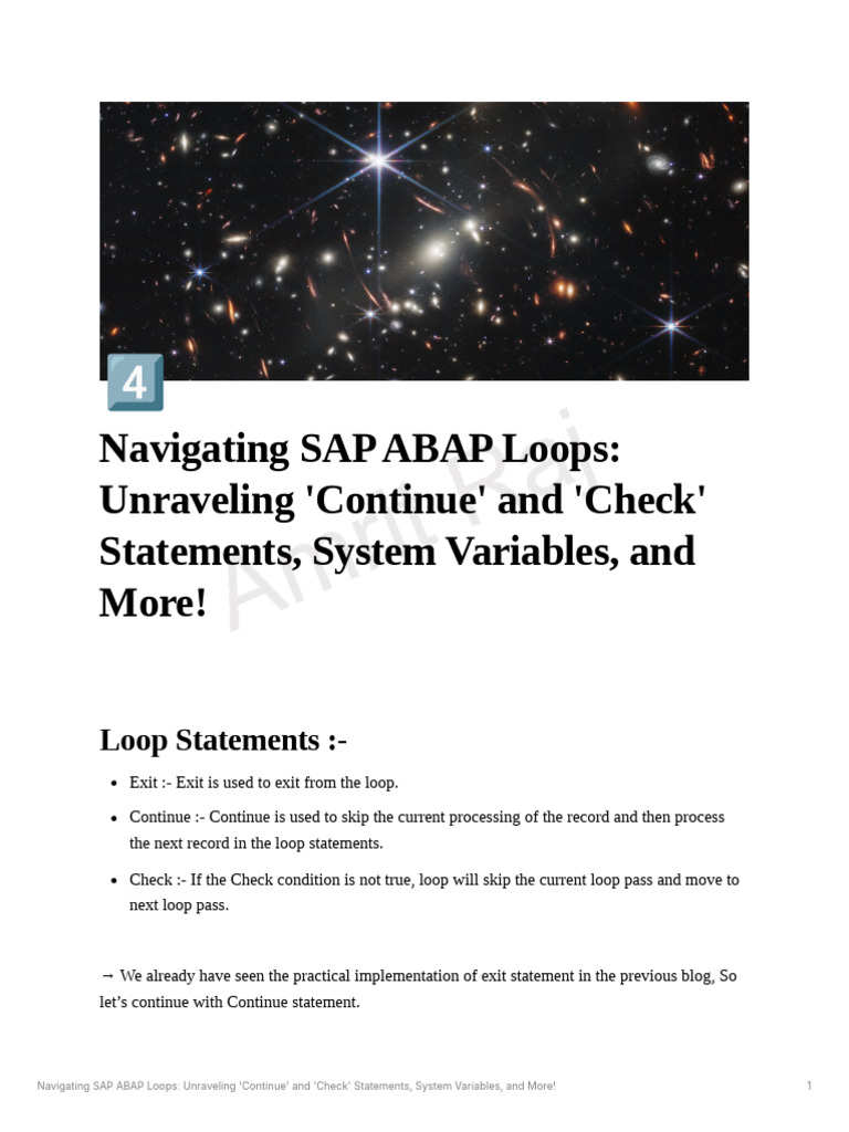 Navigating Sap Abap Loops System Variables Etc 1727872080 Pdf Control Flow Computer Science