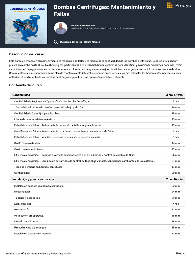 Ficha Tecnica Curso Bombas Centrifugas Mantenimiento y Fallas | PDF | Bomba | Ingeniería de ...