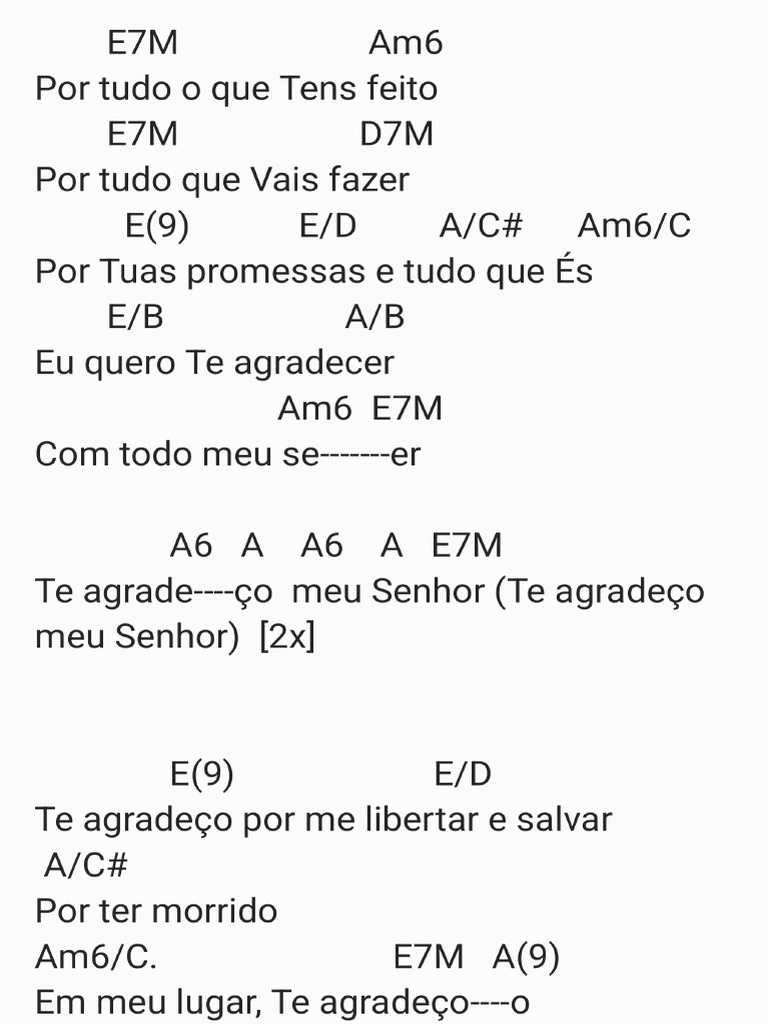 Te Agradeço - Por Tudo o Que Tens Feito | PDF