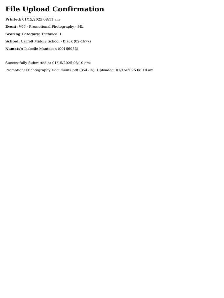 File Upload Confirmation Pdf