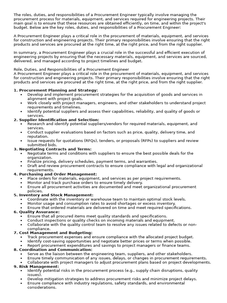 Roles of Procurement Sample | PDF | Procurement | Supply Chain
