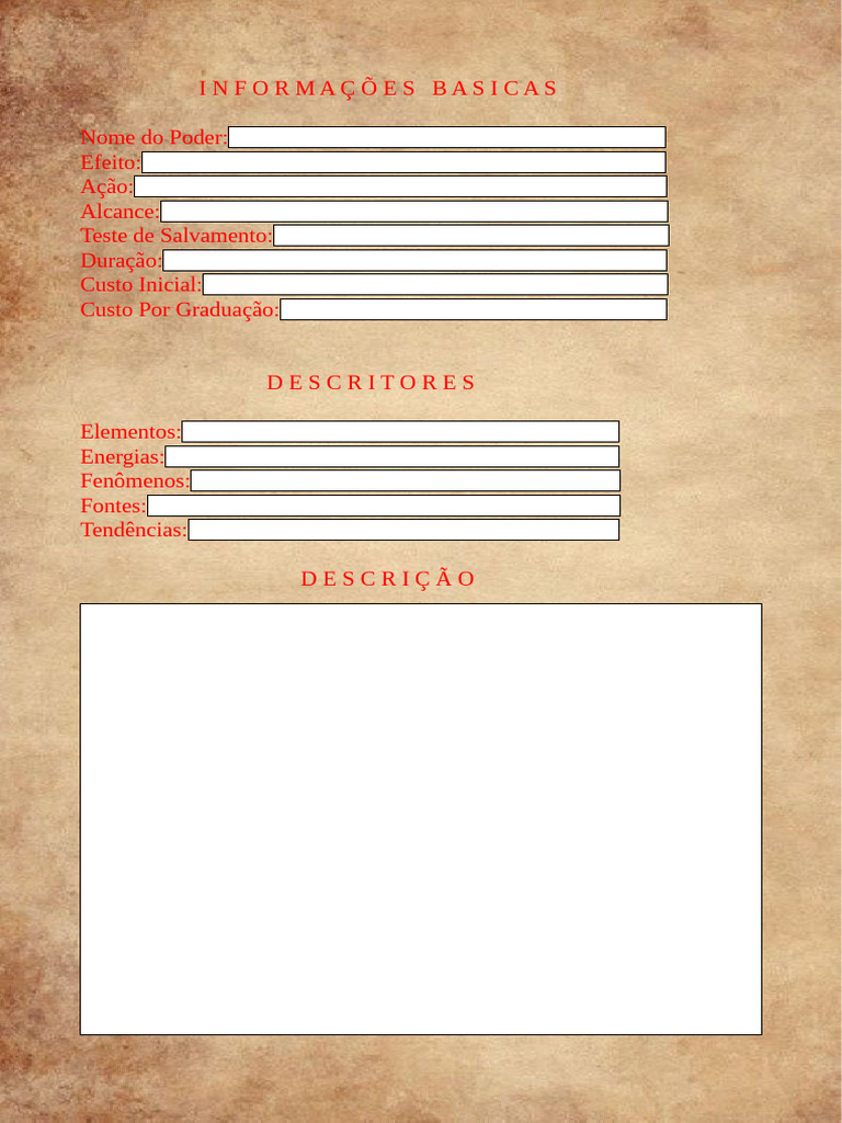 Ficha Basica de Poderes | PDF