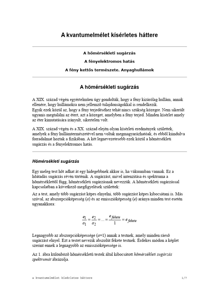 3 a Kvantumfizika Alapjai Handout | PDF