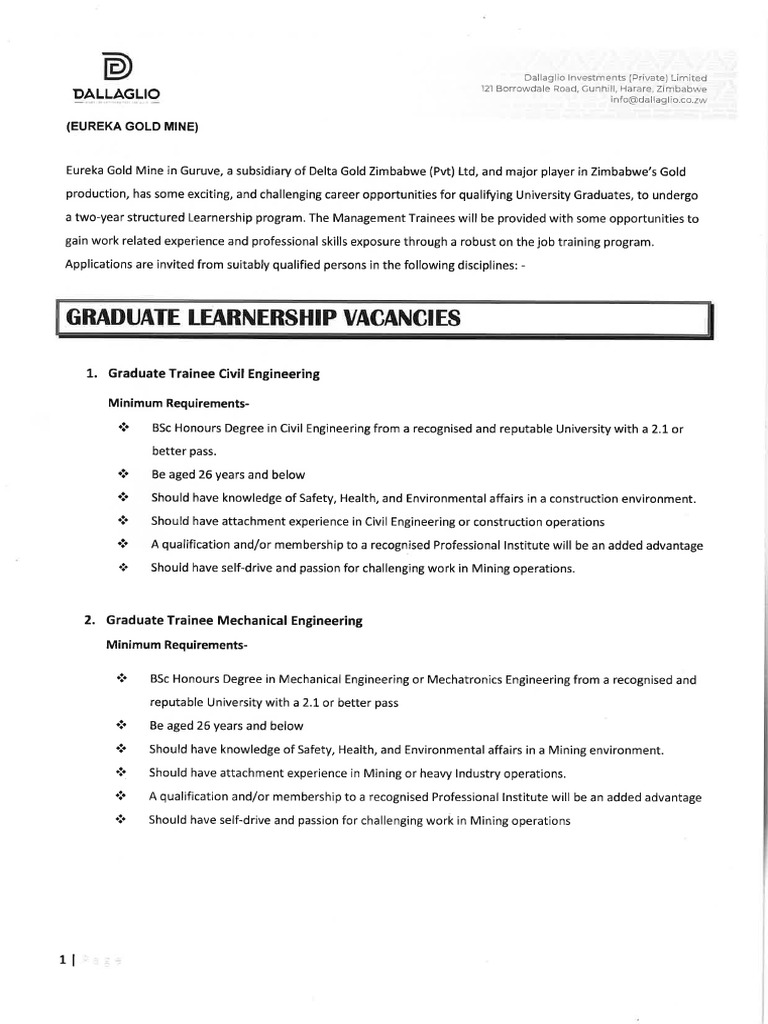 Graduate Trainees Advert-2024.Docx | PDF