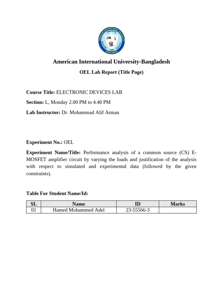 23-55566-3 ED Lab Report Oel | PDF