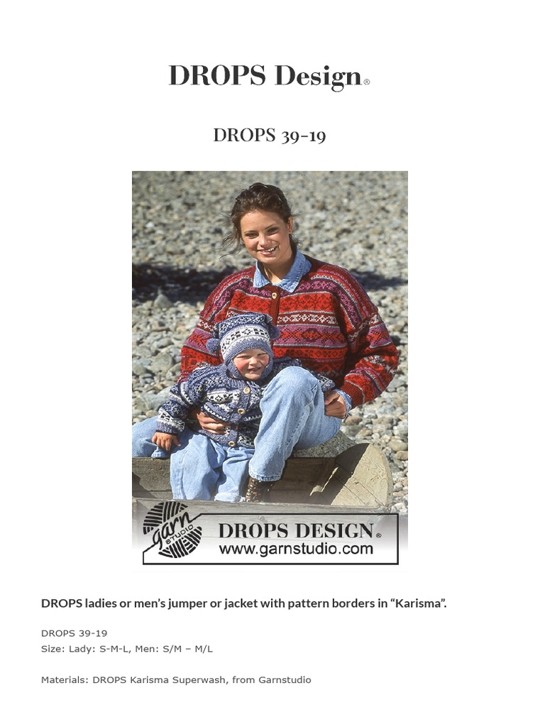 DROPS 39-19 - DROPS Ladies or Men's Jumper or Jacket With Pattern ...