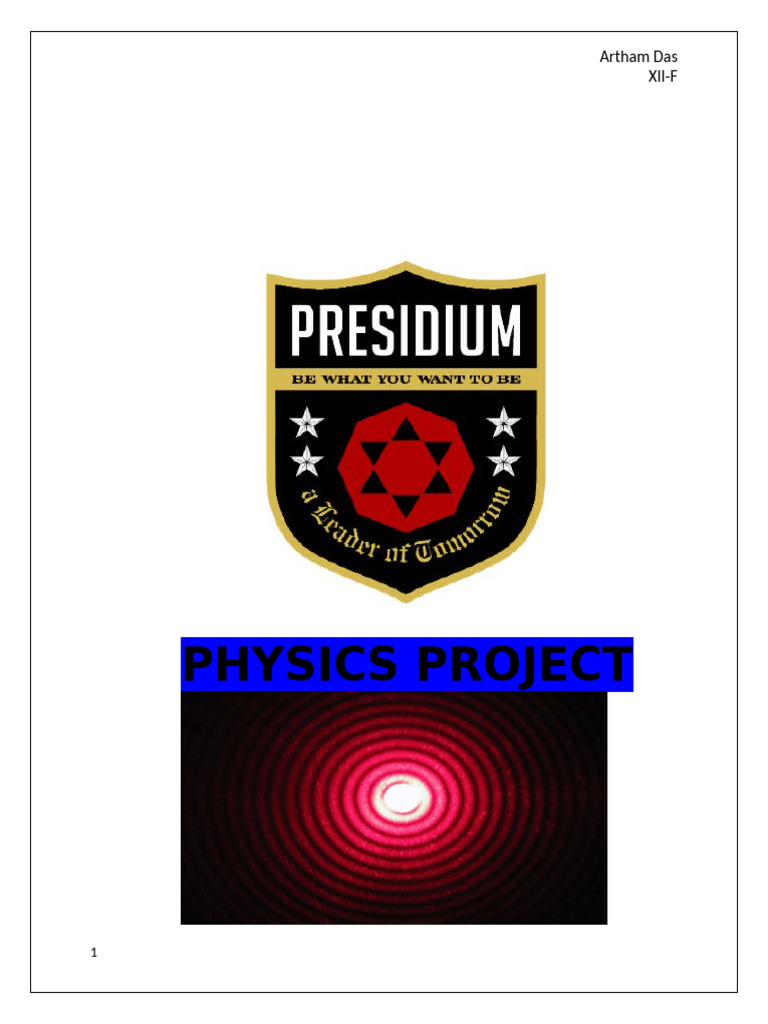 Phy Project | PDF | Diffraction | Wavelength
