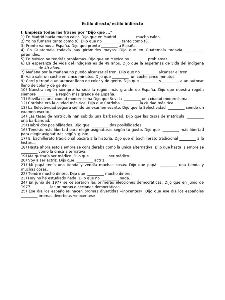 Estilo Directo - Estilo Indirecto | PDF