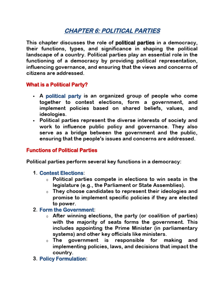 CHAPTER 4 (Political Parties) | PDF | Political Parties | Elections