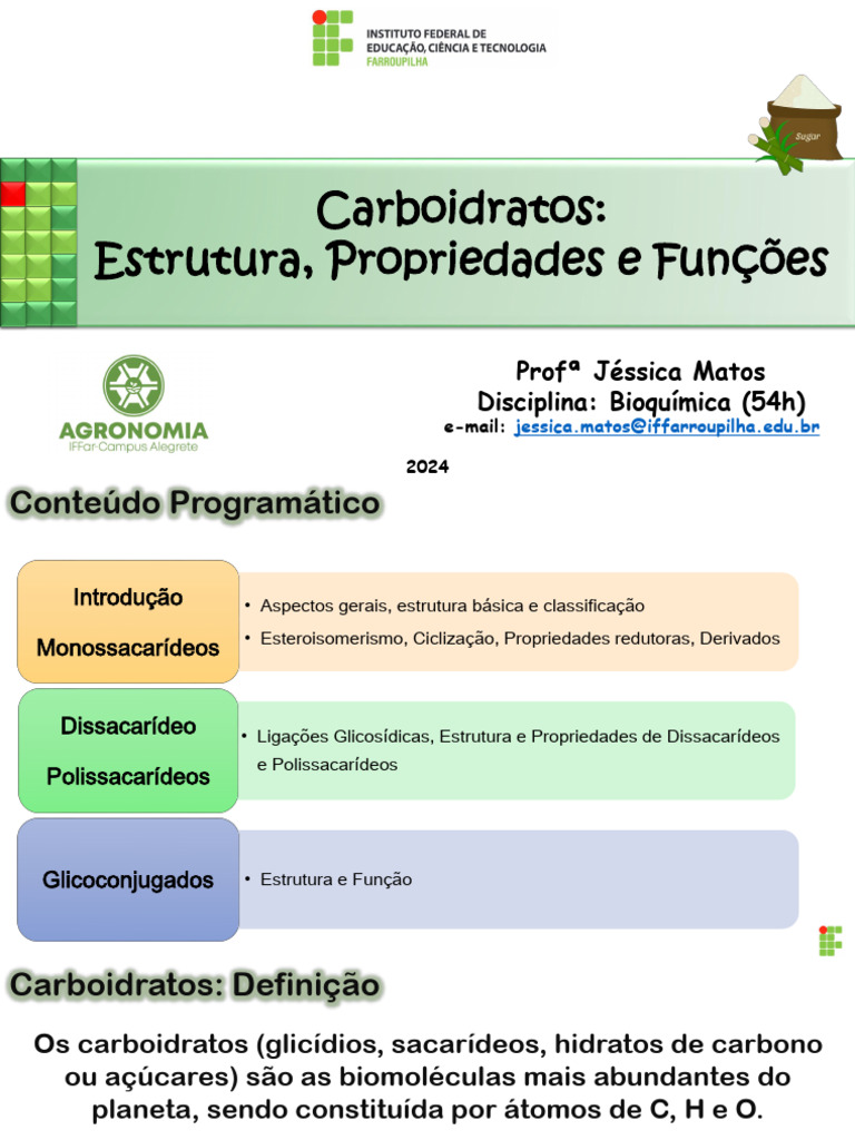 Aula 4 Carboidratos - Estrutura Propriedades e Funes | PDF | Carboidratos | Química Orgânica