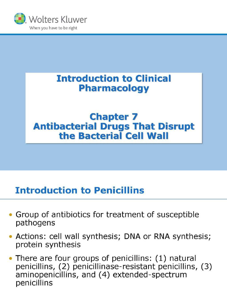C7 Antibacterial Drugs That Disrupt The Bacterial Cell Wall | PDF