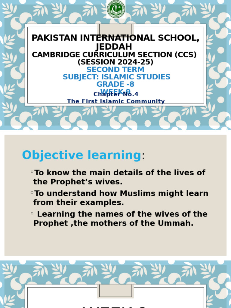 GR-8 Week - 9 Chapter 4 Mothers of Faithful L - 1 | PDF | Muhammad ...