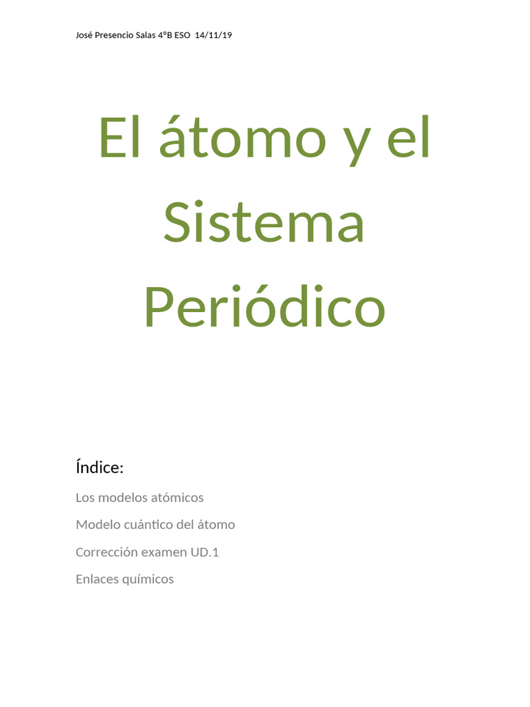 Unidad 2 - El Átomo y El Sistema Periódico | PDF