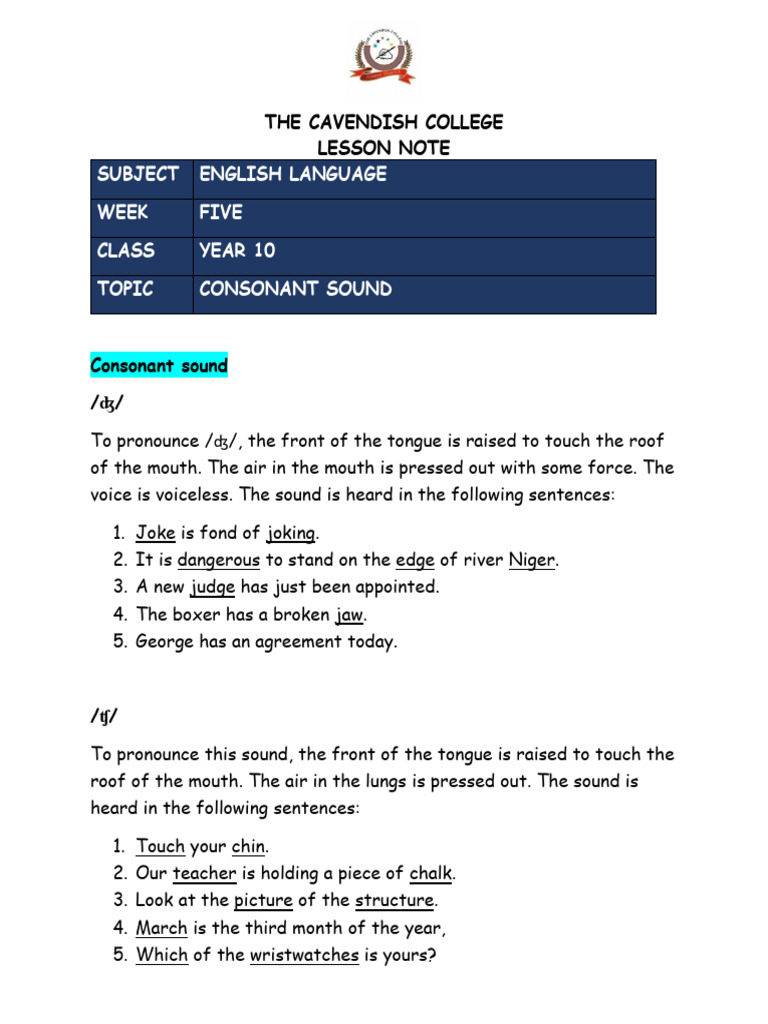 Consonant Sounds And Summary Pdf Linguistics