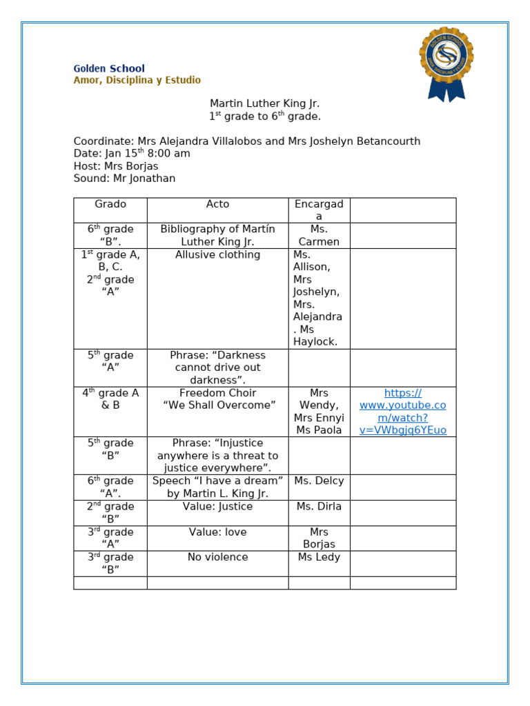 Martin Luther King Program | PDF