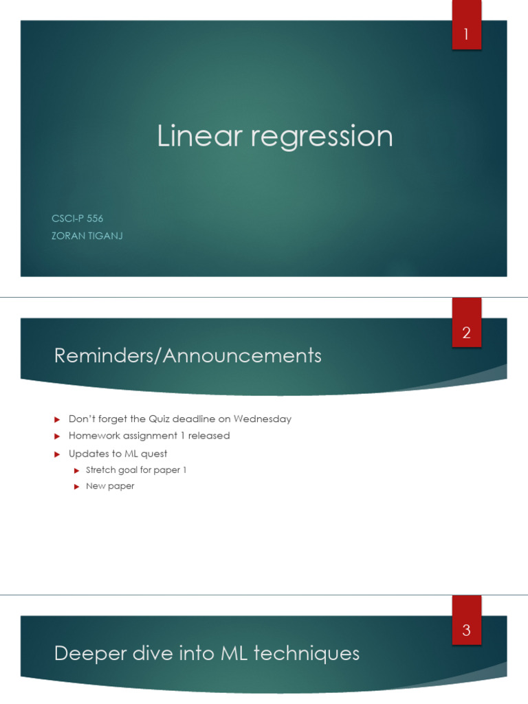 Lec6 7 Linear Regression | PDF | Regression Analysis | Equations